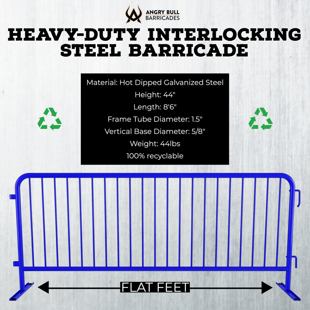 Heavy Duty Interlocking Steel Barricade, 8.5 Ft. - Angry Bull ...