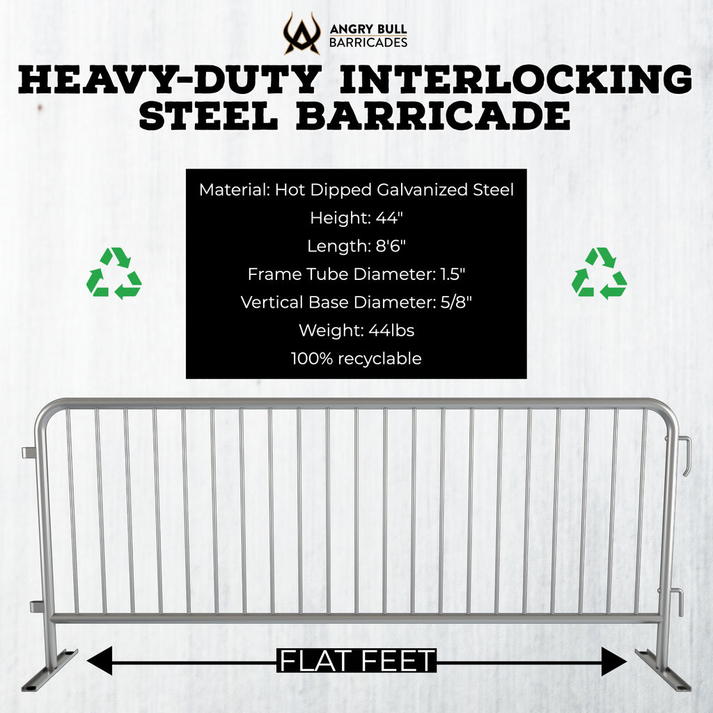 Heavy Duty Interlocking Steel Barricade, 8.5 Ft. - Angry Bull ...