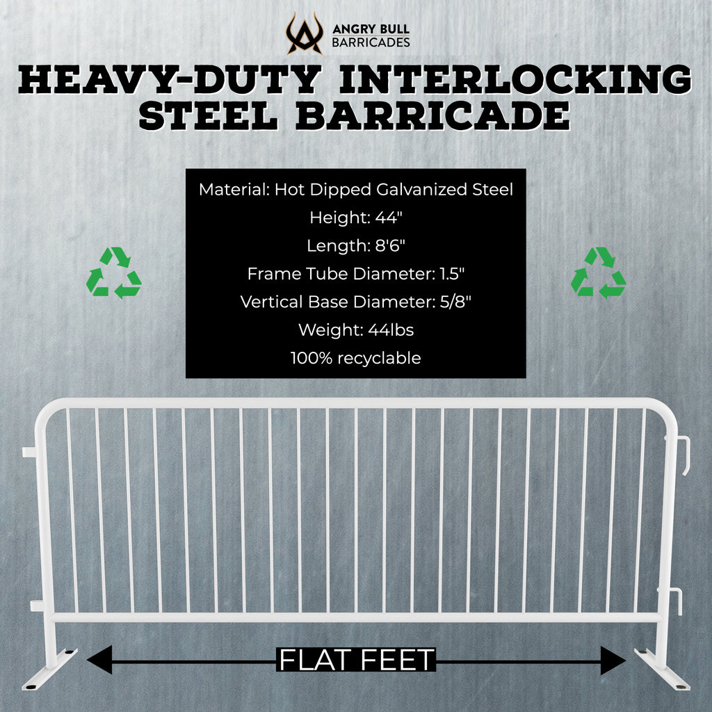 Heavy Duty Interlocking Steel Barricade, 8.5 Ft. - Angry Bull ...