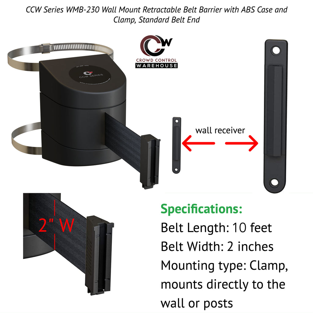 Clamp Wall Mount, Black ABS Case, 10, 13, and 15 Ft. Belts - CCW Series ...